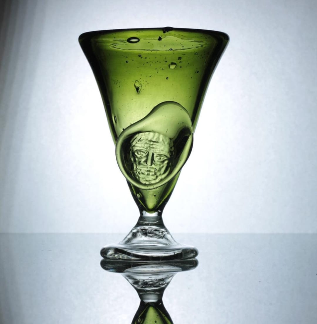 Handmade Green Glass Cup With Gorgon-head Stamped Glass Seal #3 - Etsy