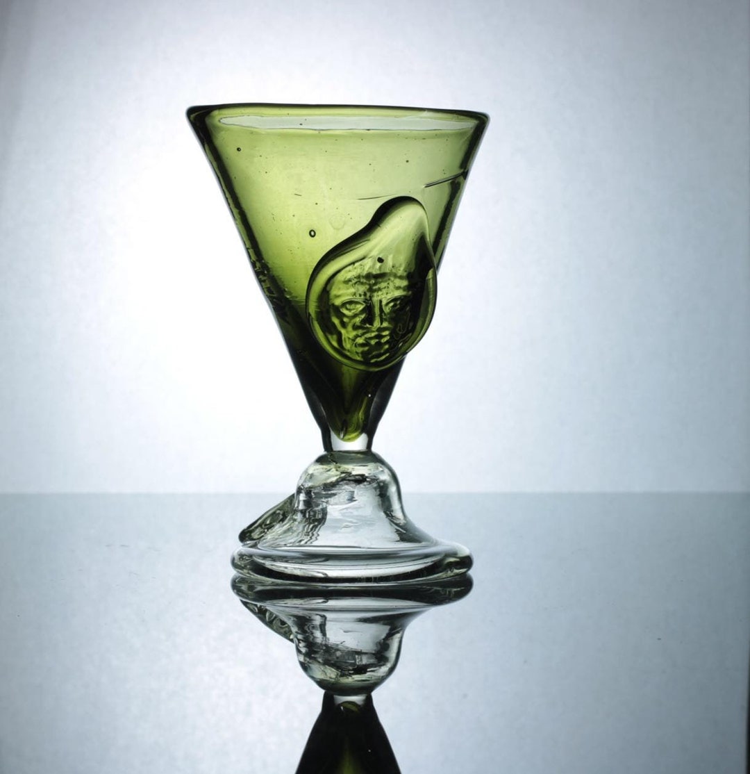 Handmade Green Glass Cup With Gorgon-head Glass Seal #1 - Etsy