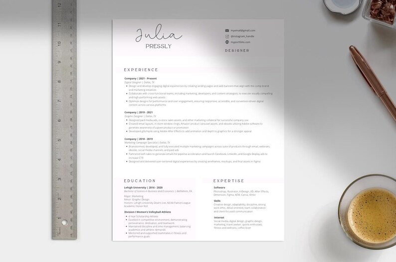 Canva Resume Template | CV Resume | Resume Template | Professional Resume | Instant Download ...