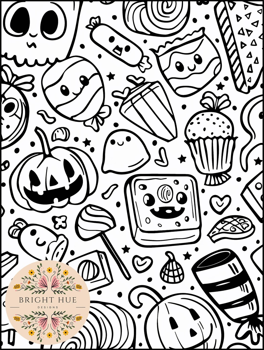 Halloween Candy Coloring Page Printable Halloween Candy Coloring Sheet ...