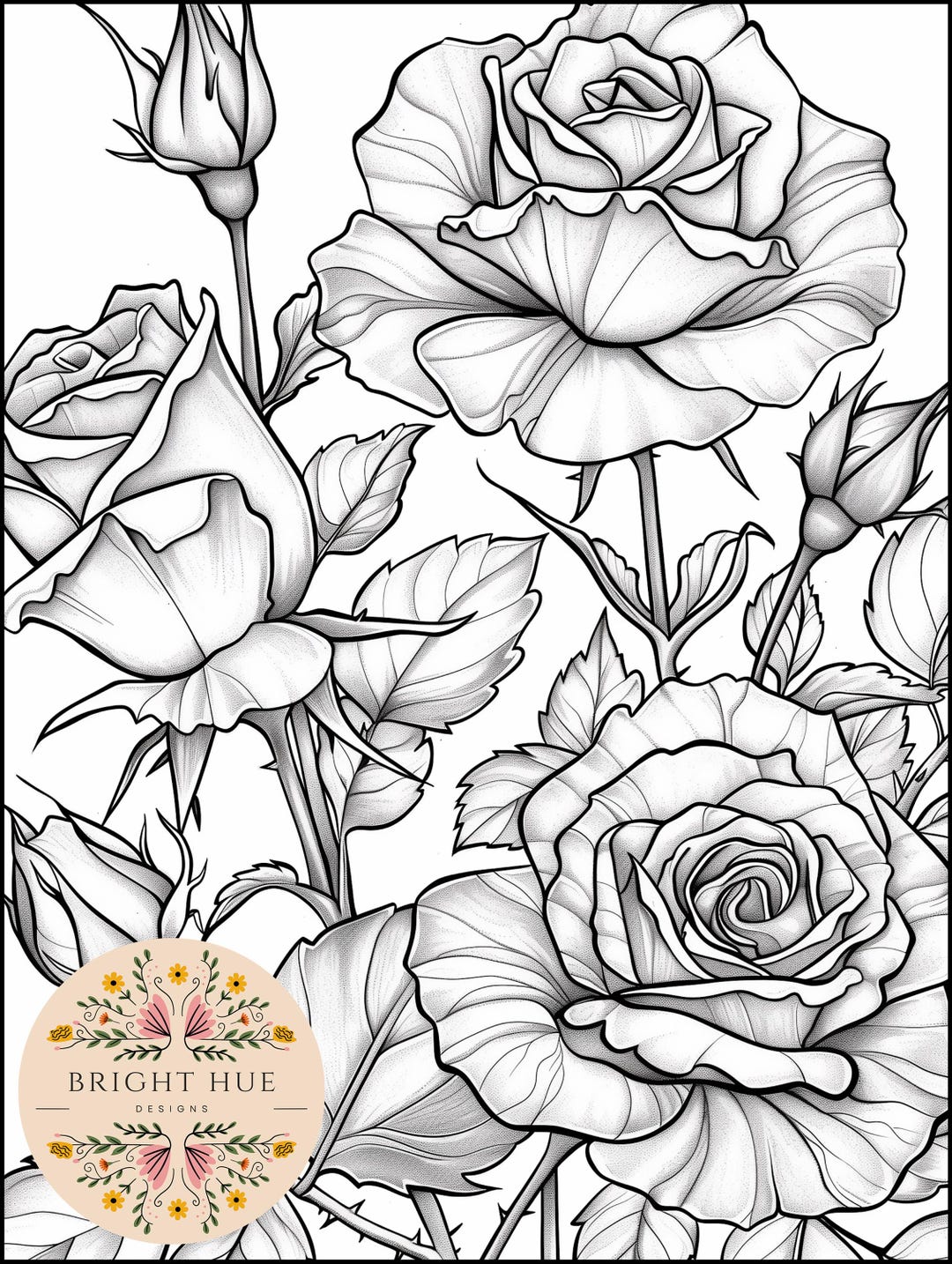 Blooming Flowers Coloring Page Printable Floral Fun for All Ages - Etsy
