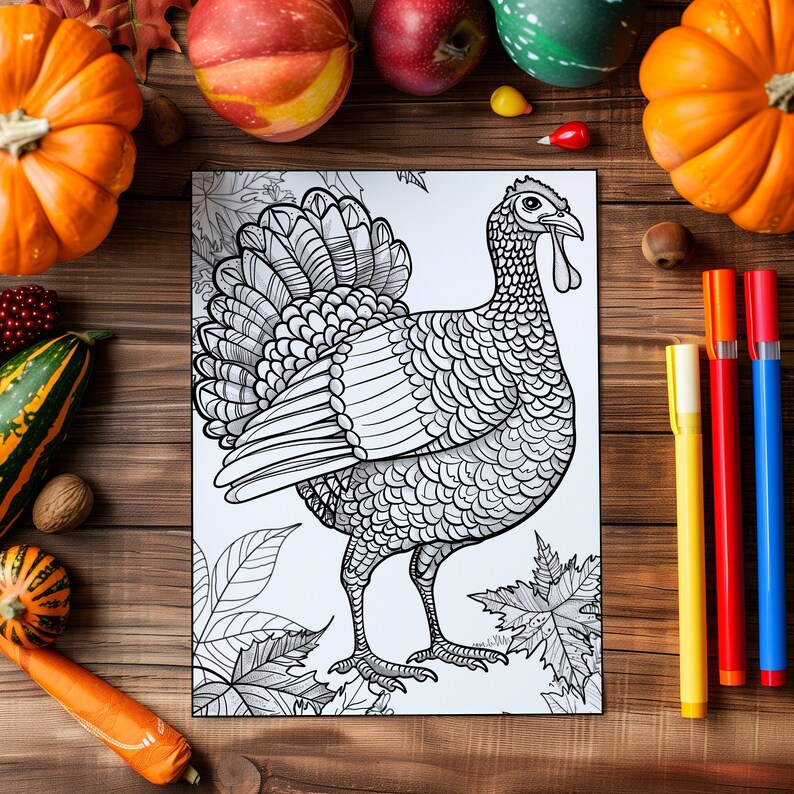 Turkey Coloring Page Perfect for Thanksgiving Activities - Etsy