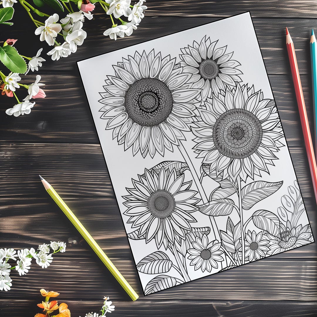 Floral Fantasy Coloring Page Intricate Flower Design for Adults - Etsy