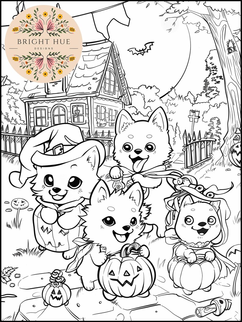 Cartoon-style Dog Coloring Page Halloween Coloring Page Printable ...