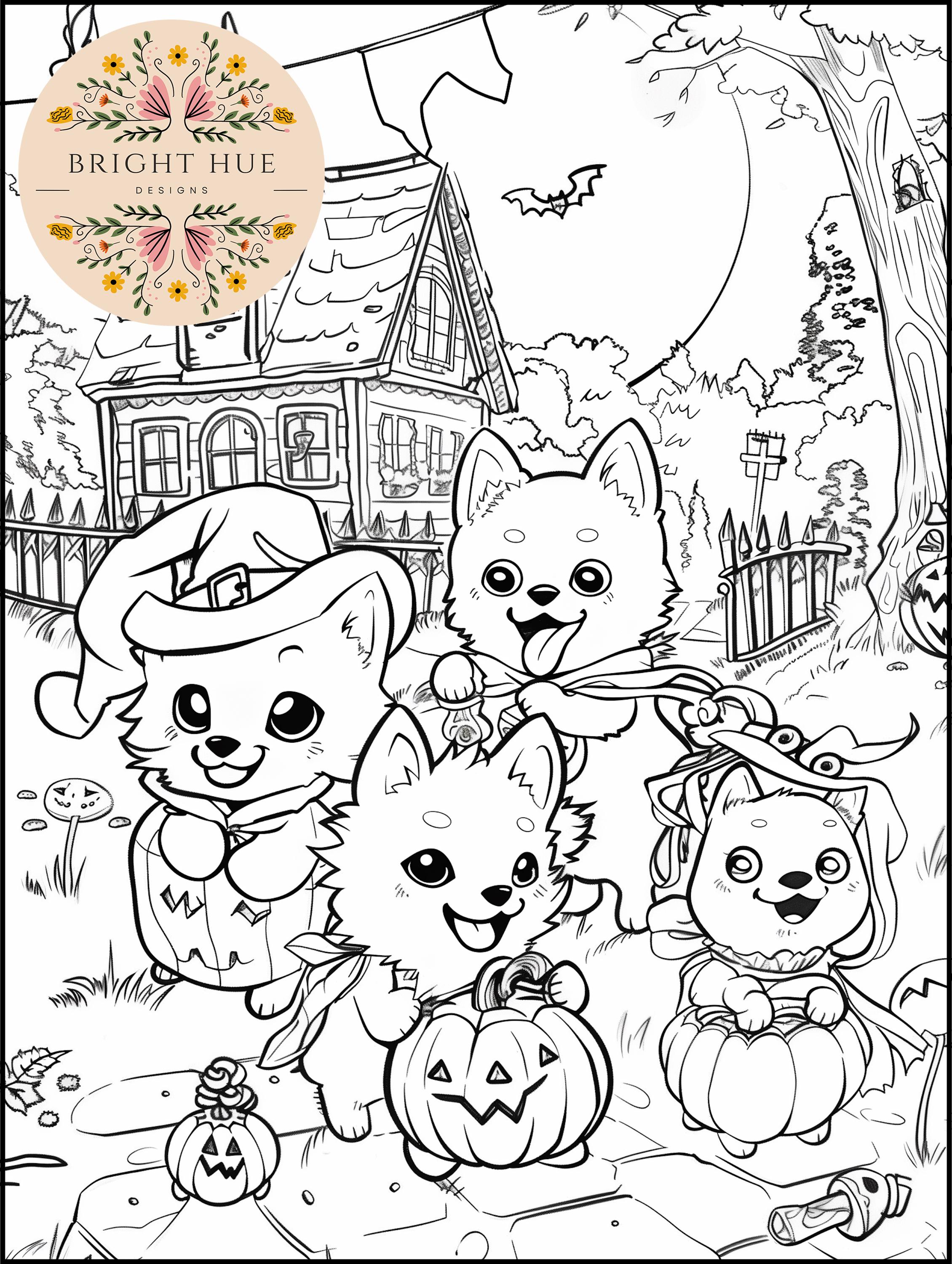 Cartoon-style Dog Coloring Page Halloween Coloring Page Printable ...