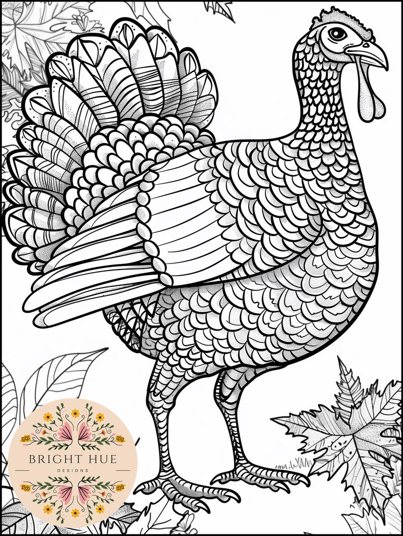 Turkey Coloring Page Perfect for Thanksgiving Activities - Etsy