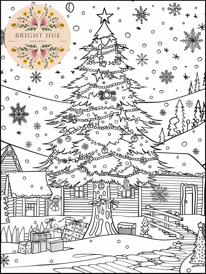 Printable Christmas Tree Coloring Page Fun Holiday Craft - Etsy