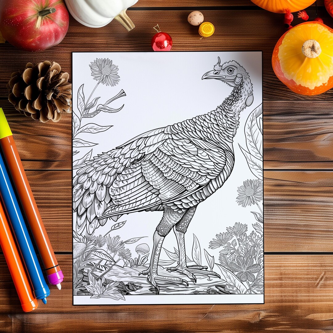 Printable Fall Turkey Coloring Sheet Thanksgiving Activity - Etsy