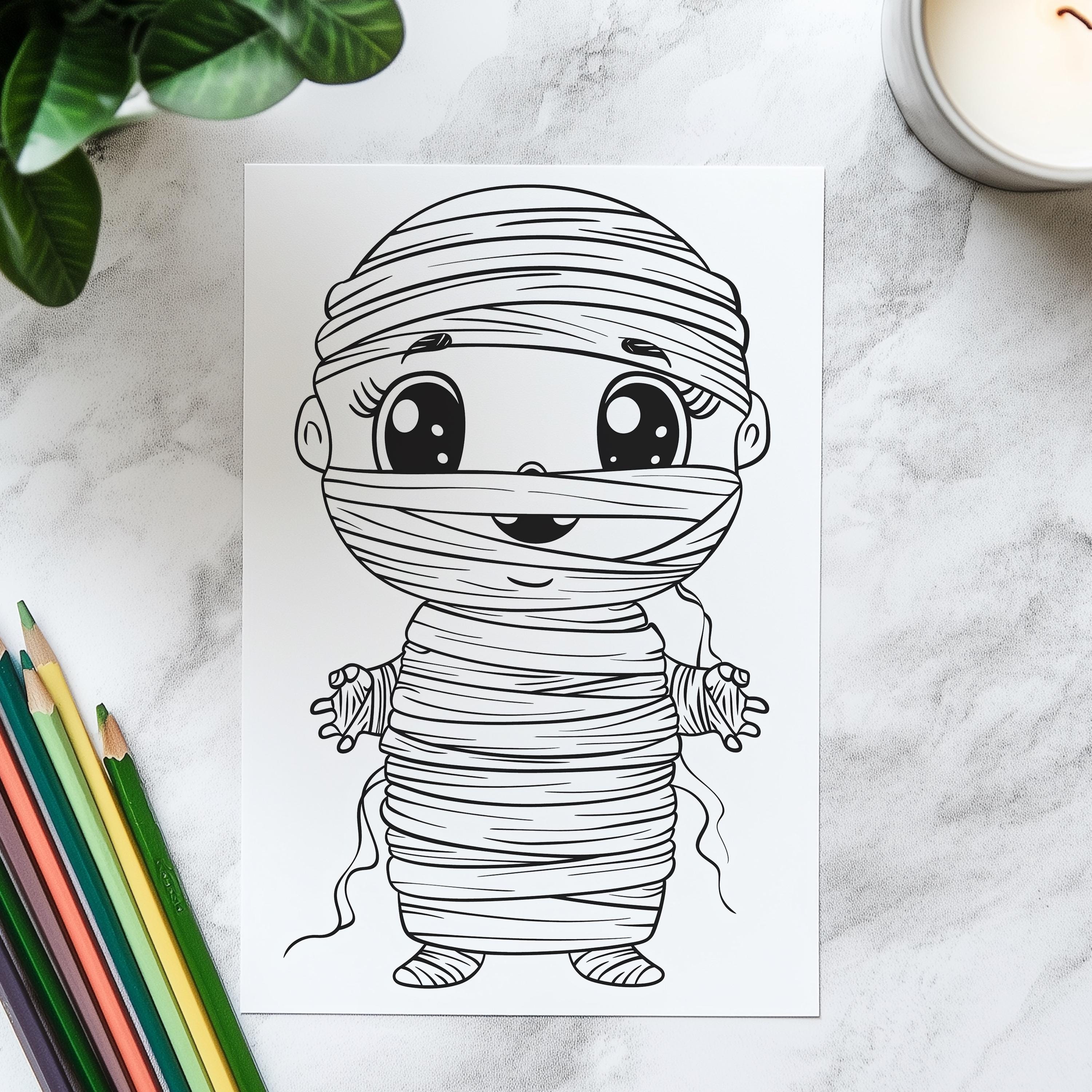 Mummy Coloring Page Halloween Mummy Coloring Sheet Cartoon Mummy ...