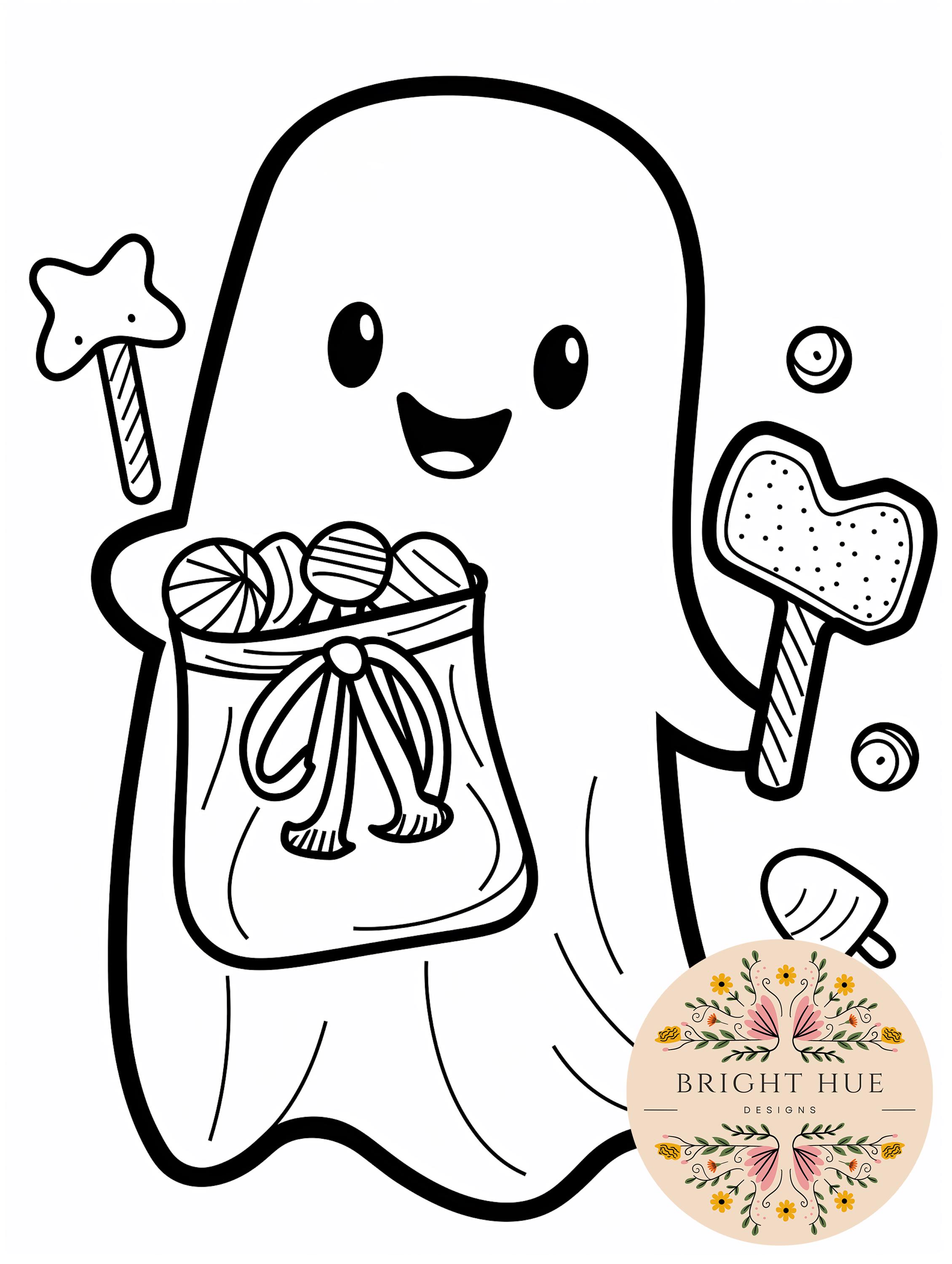 Friendly Ghost Coloring Page Printable Ghost Coloring Sheet Halloween ...