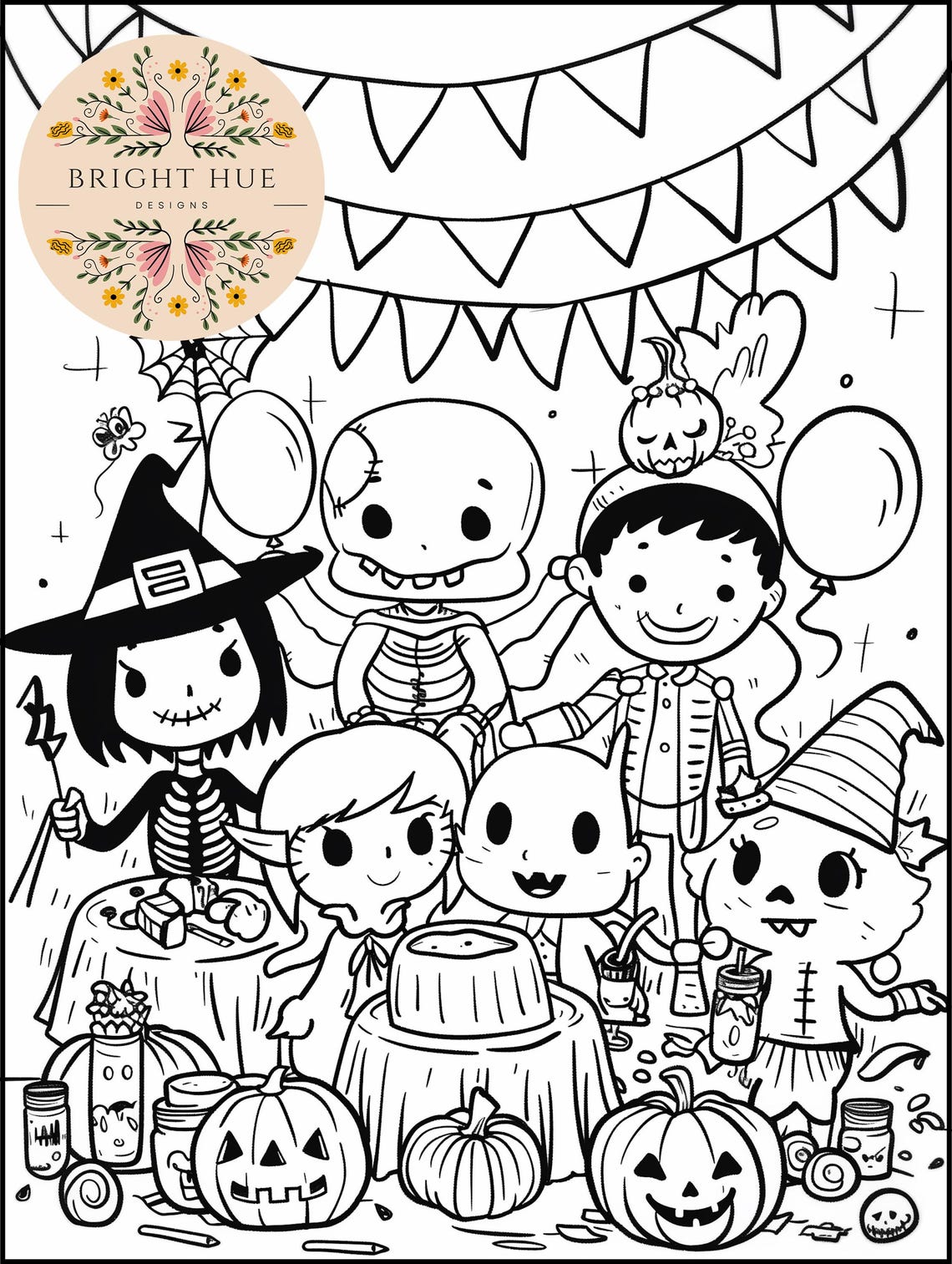 Printable Halloween Scene Coloring Halloween Scene Coloring Page ...