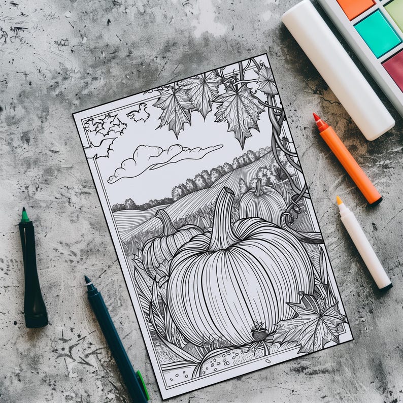 Fall-themed Printable Coloring Page Printable Fall Coloring Sheet ...