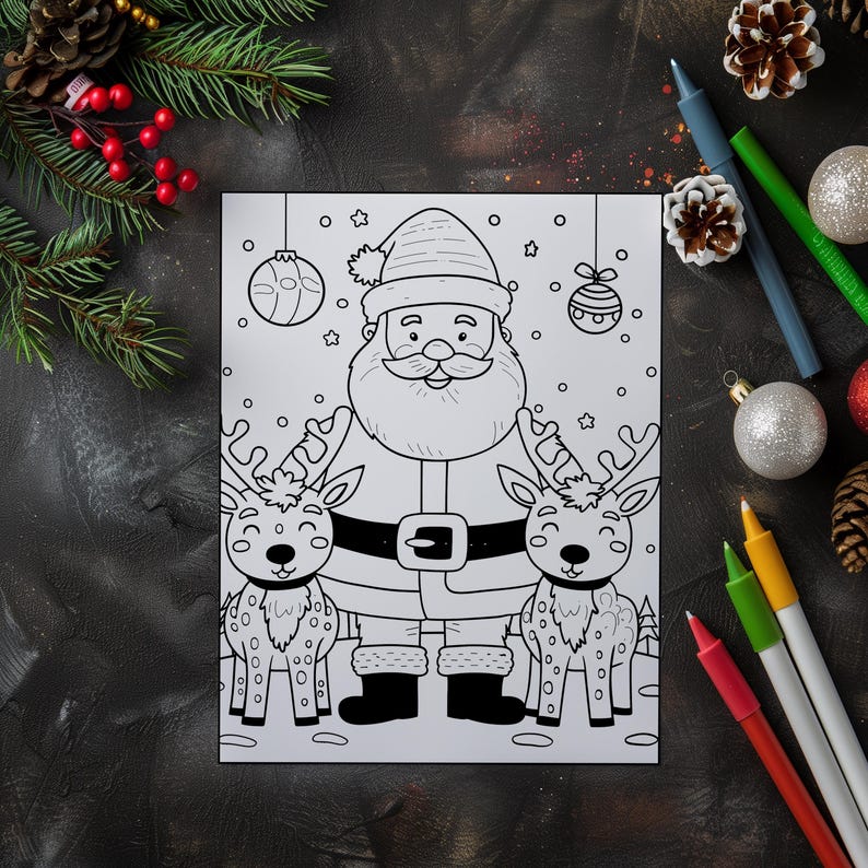 Santa Claus Coloring Page Printable Christmas Fun - Etsy