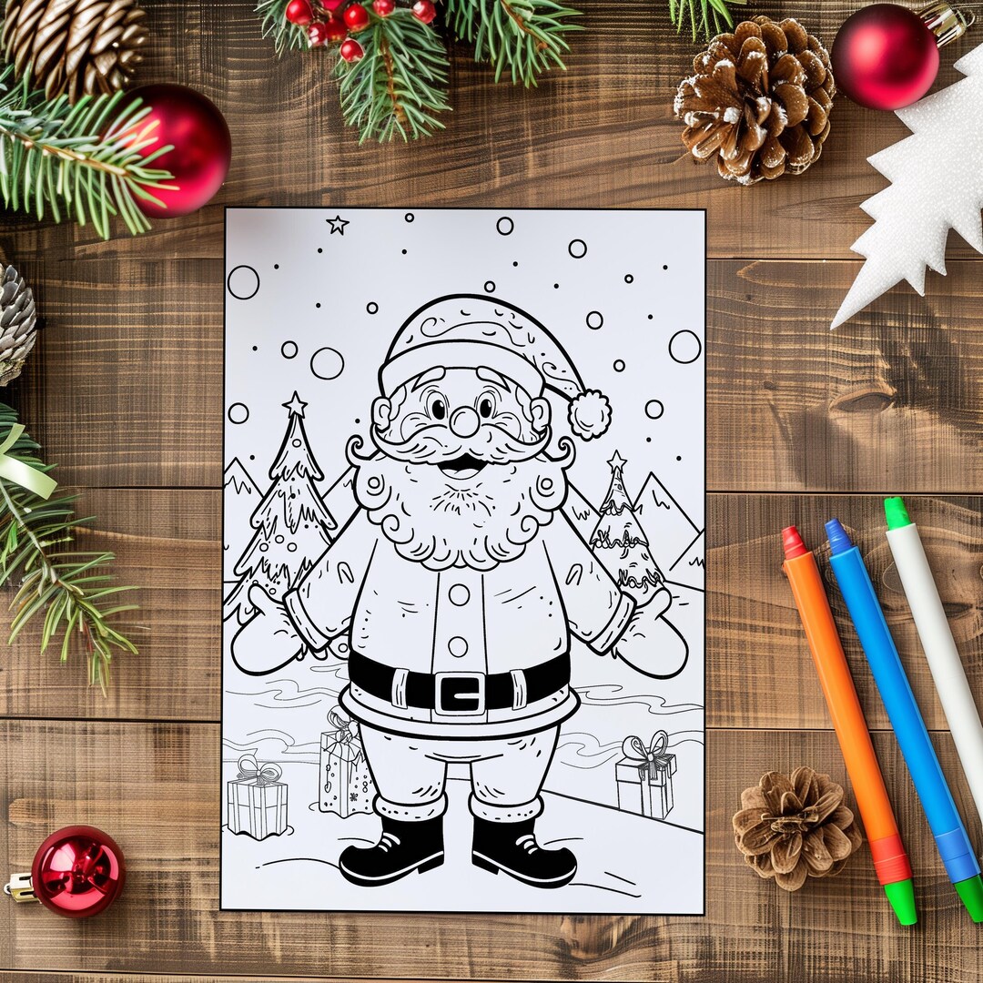 Printable Santa Claus Coloring Sheet Holiday Craft - Etsy