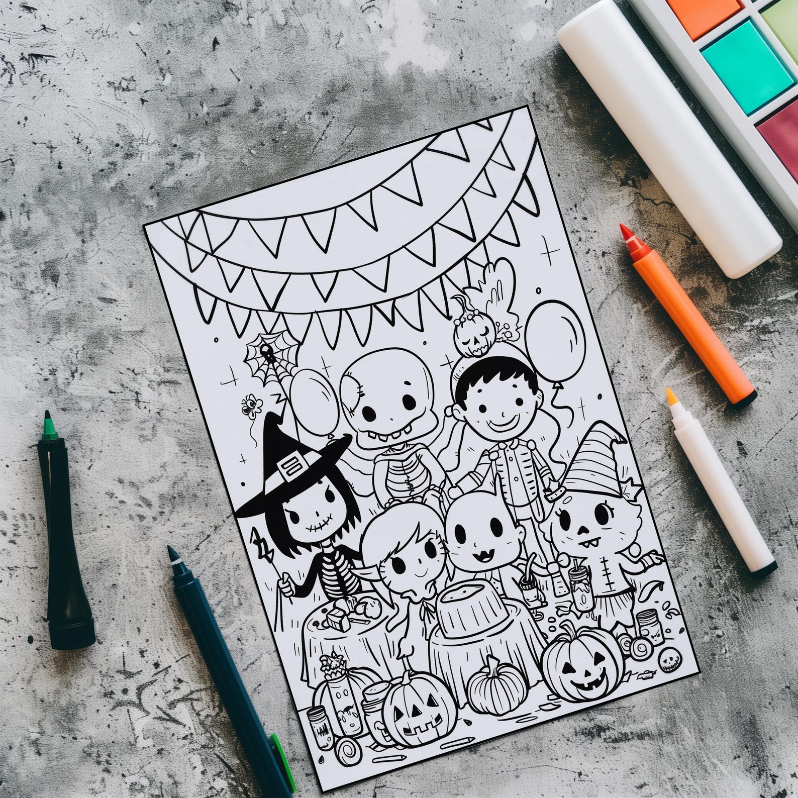 Printable Halloween Scene Coloring Halloween Scene Coloring Page ...