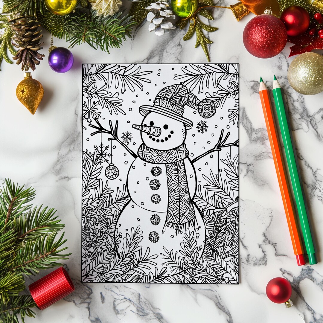 Snowman Coloring Page Printable Snowman Coloring Sheet Winter Snowman ...