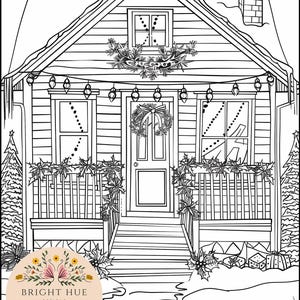 Cozy House in Winter Coloring Sheet Winter House Coloring Page ...
