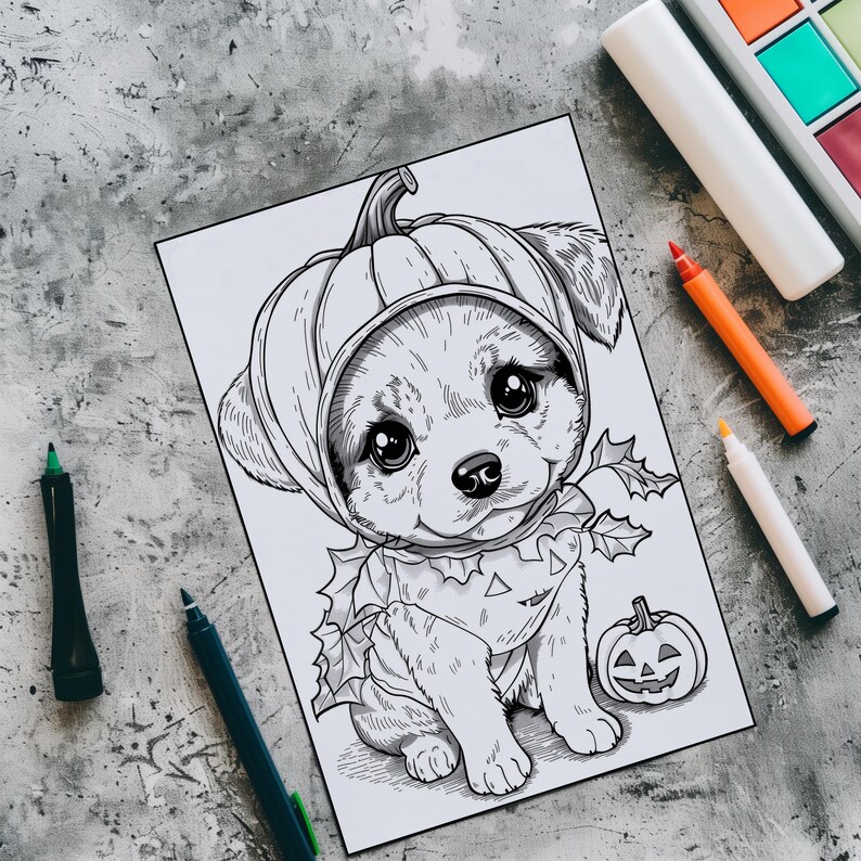Dog-themed Halloween Coloring Halloween Coloring Page Printable ...