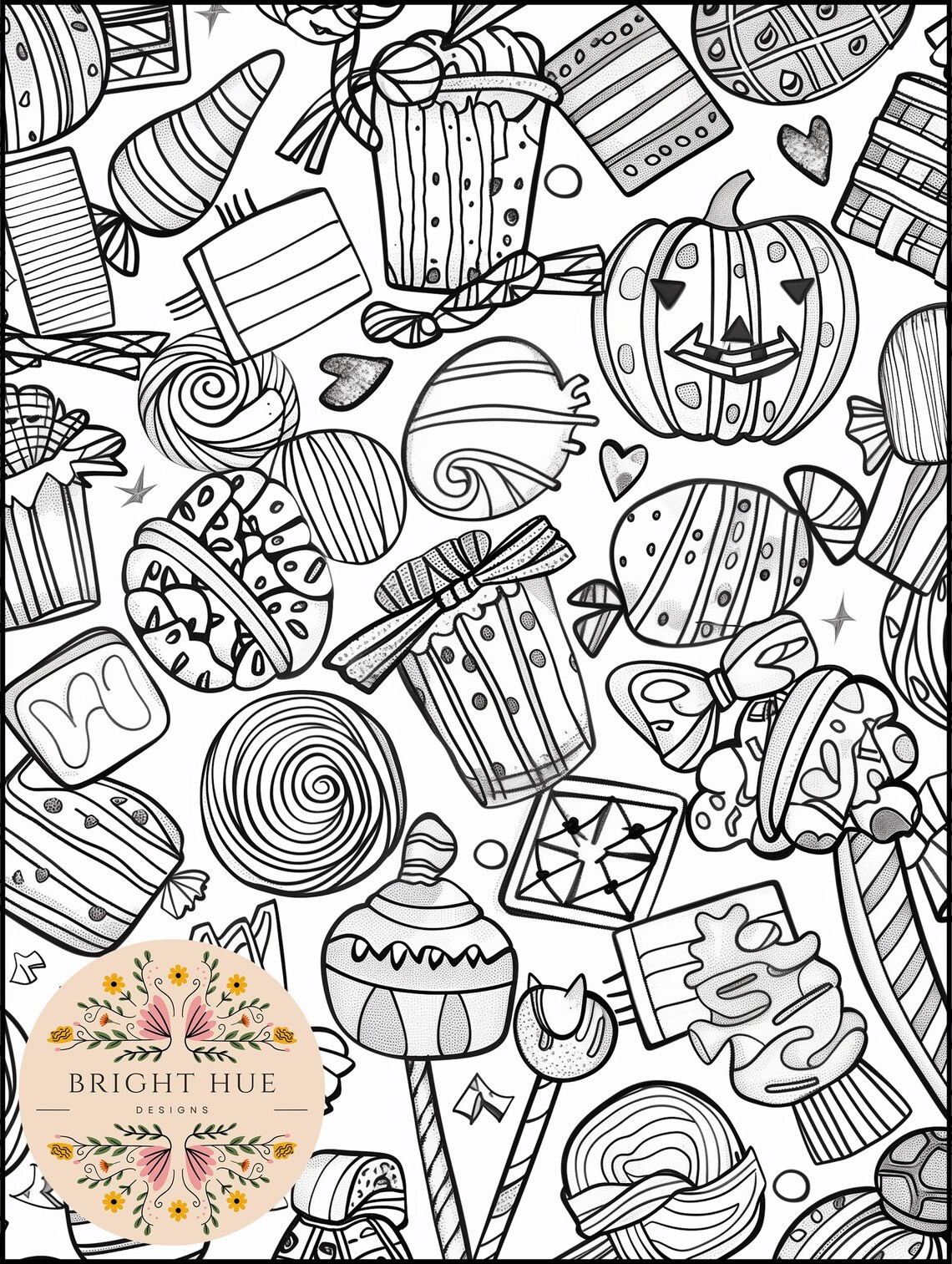 Trick-or-treat Candy Coloring Page Printable Halloween Candy Coloring ...