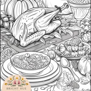 Printable Thanksgiving Meal Coloring Sheet Thanksgiving Activity - Etsy