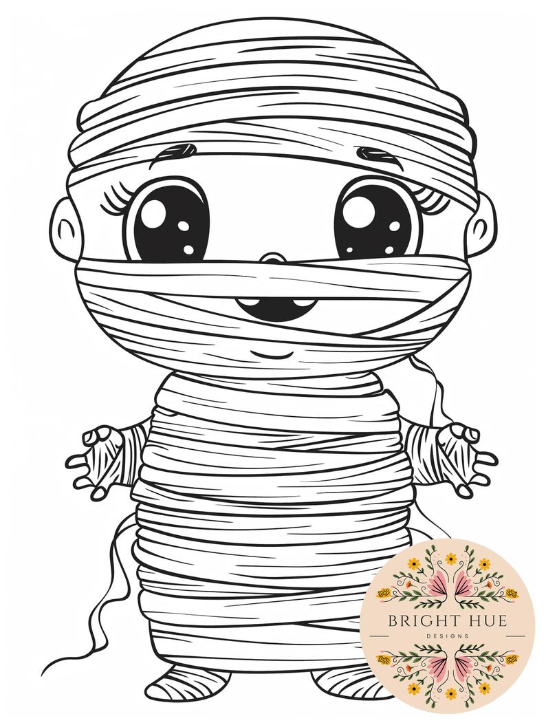 Mummy Coloring Page Halloween Mummy Coloring Sheet Cartoon Mummy ...