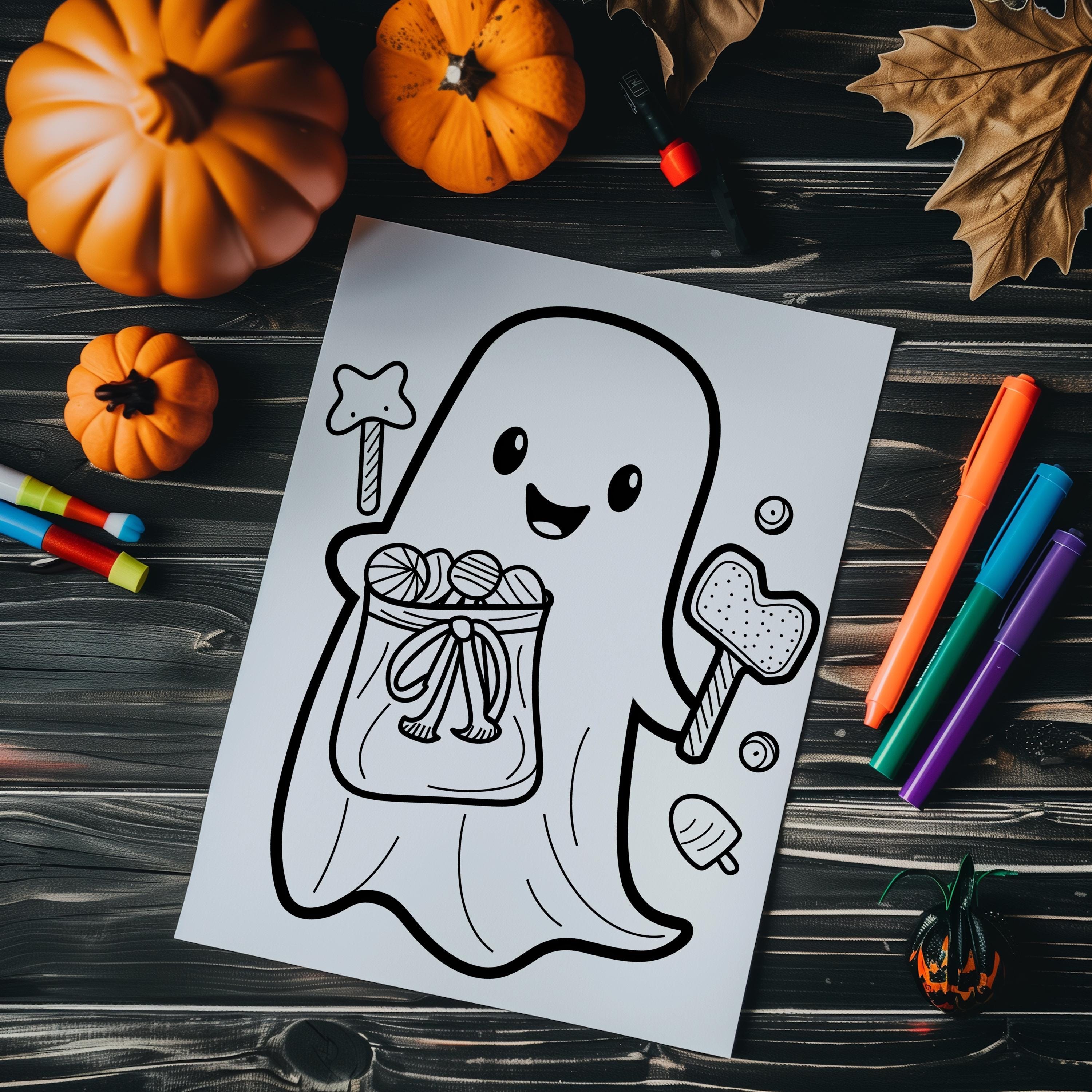 Friendly Ghost Coloring Page Printable Ghost Coloring Sheet Halloween ...