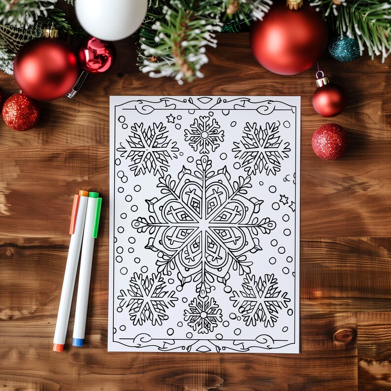 Winter Snowflake Coloring Page Instant Download - Etsy