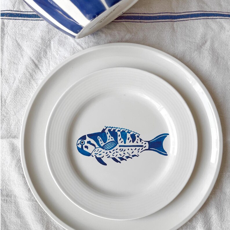 23.5 Cm Sea-inspired Dessert Plate Set Fish Elegant Porcelain Tableware ...