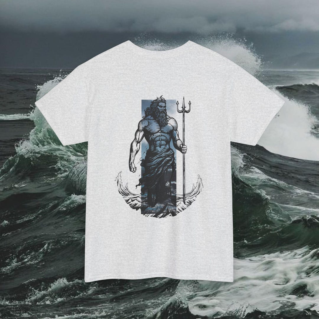 Poseidon Ocean Mythology Vibrant Color Unisex Tee, Custom Graphic ...