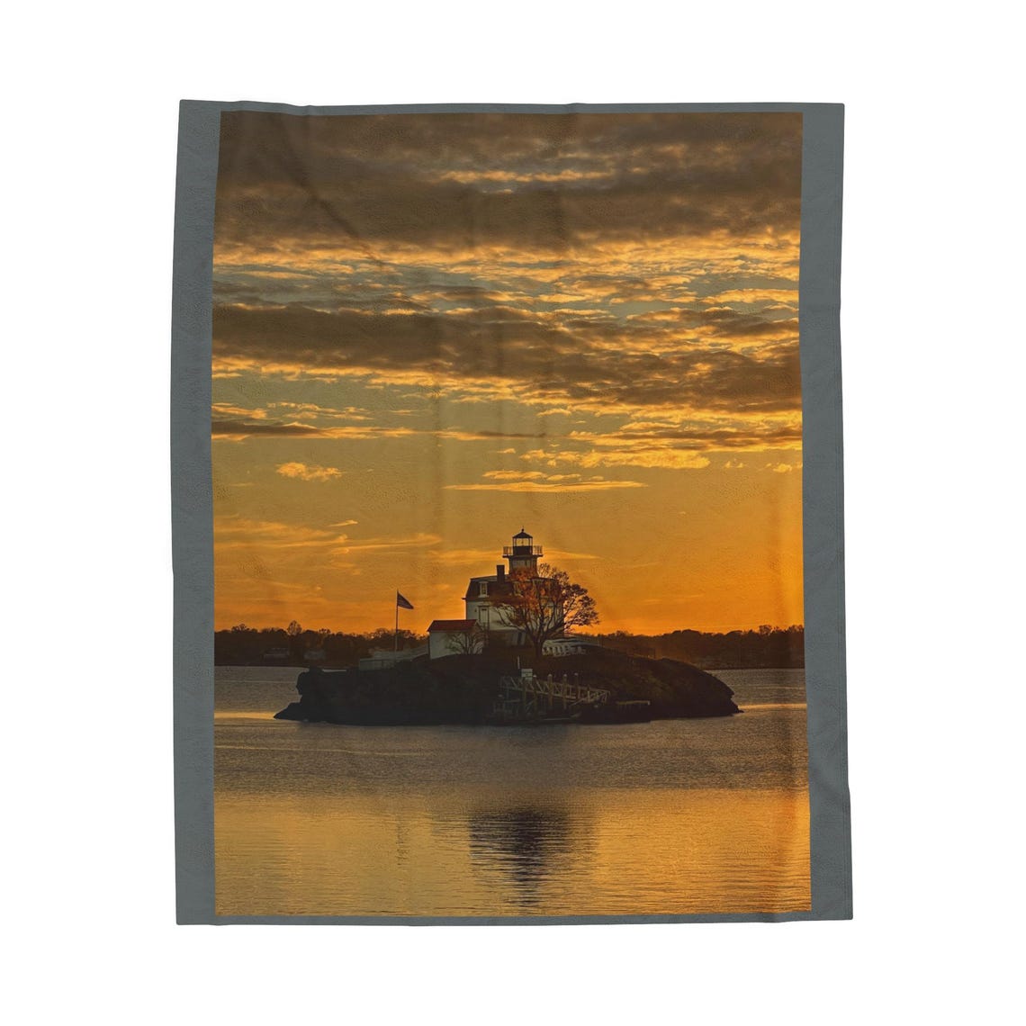 Pomham Rocks Rhode Island Lighthouse Velveteen Blanket | Cozy Coastal ...