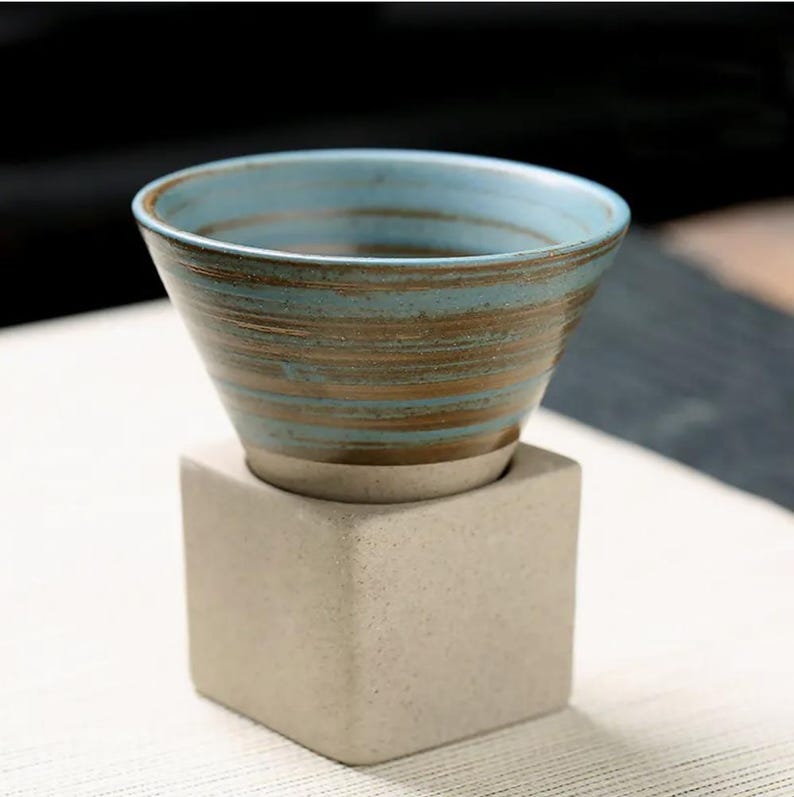 Mini Coarse Pottery Espresso Cup With Holder - Etsy