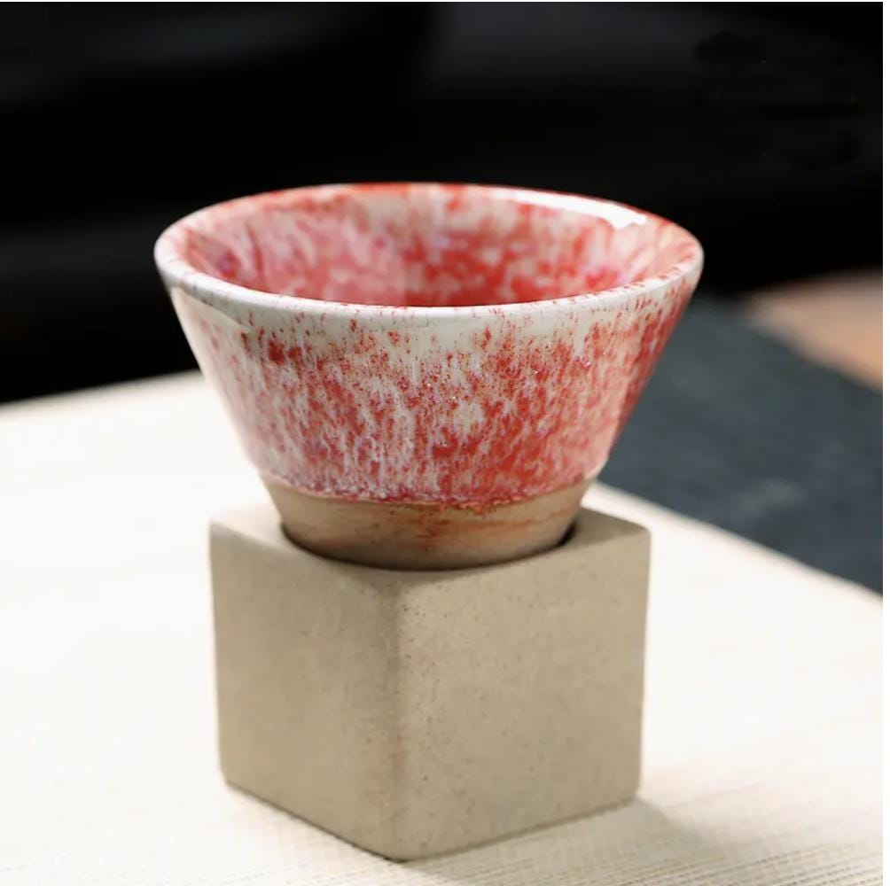 Mini Coarse Pottery Espresso Cup With Holder - Etsy