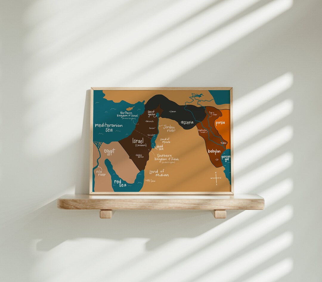 Browntoned Bible Map Digital Download Digital Biblical Map Biblical Map ...