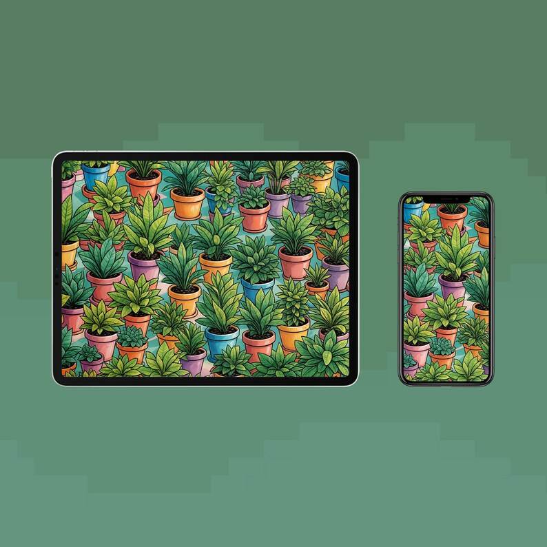 Desktop Wallpaper Vibrant Potted Plants | Botanical Digital Art ...