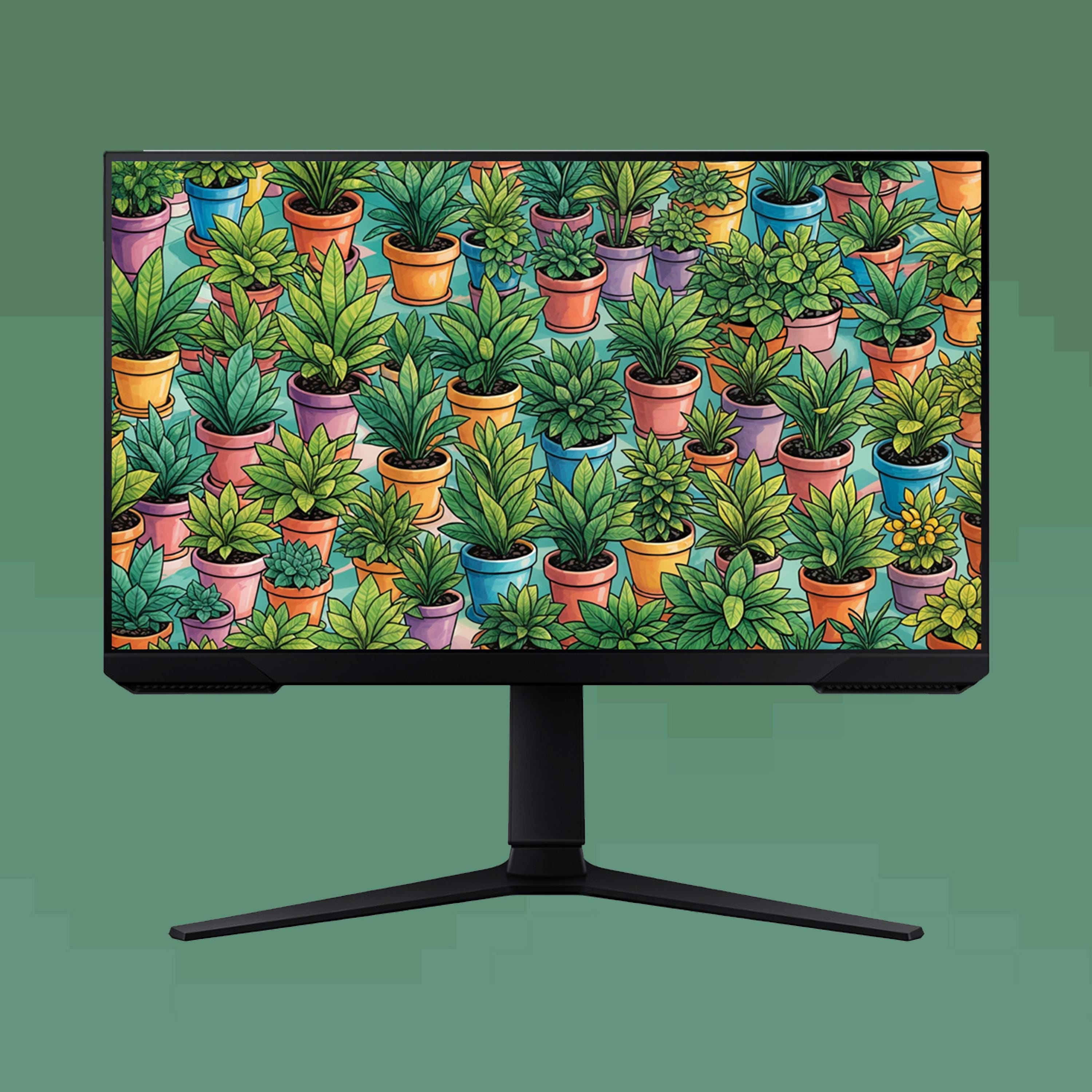 Desktop Wallpaper Vibrant Potted Plants | Botanical Digital Art ...