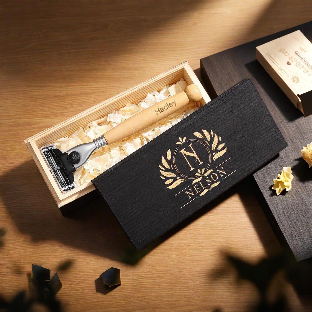 Custom Razor With Wood Handle,personalized Wooden Handle Razor With Box ...