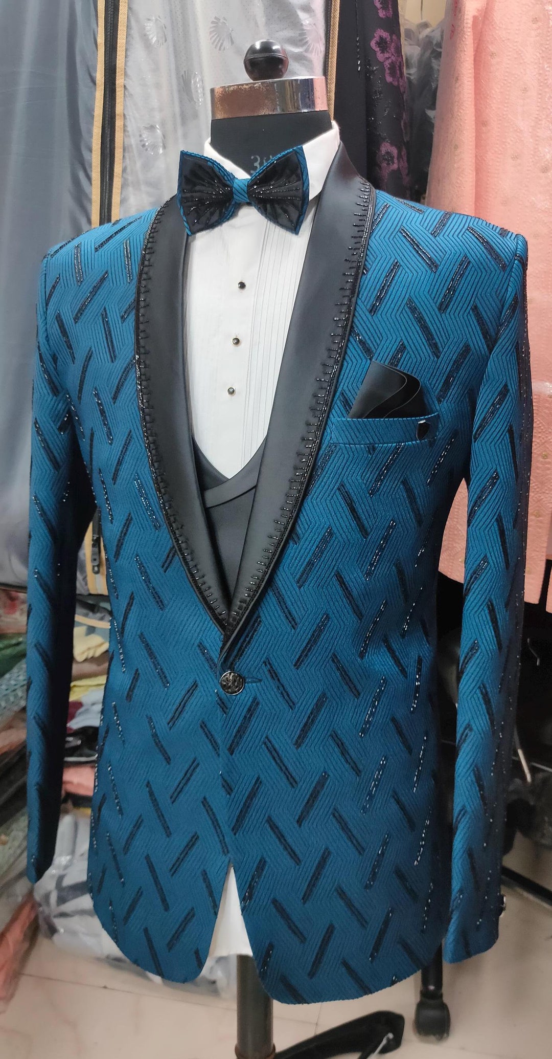 Custom Suit for Men Hand Embroidery Three Piece Suits Complete Set ...