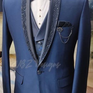 Custom Suit for Men | Blue Suit | Five-piece Suit | Wedding Suit ...