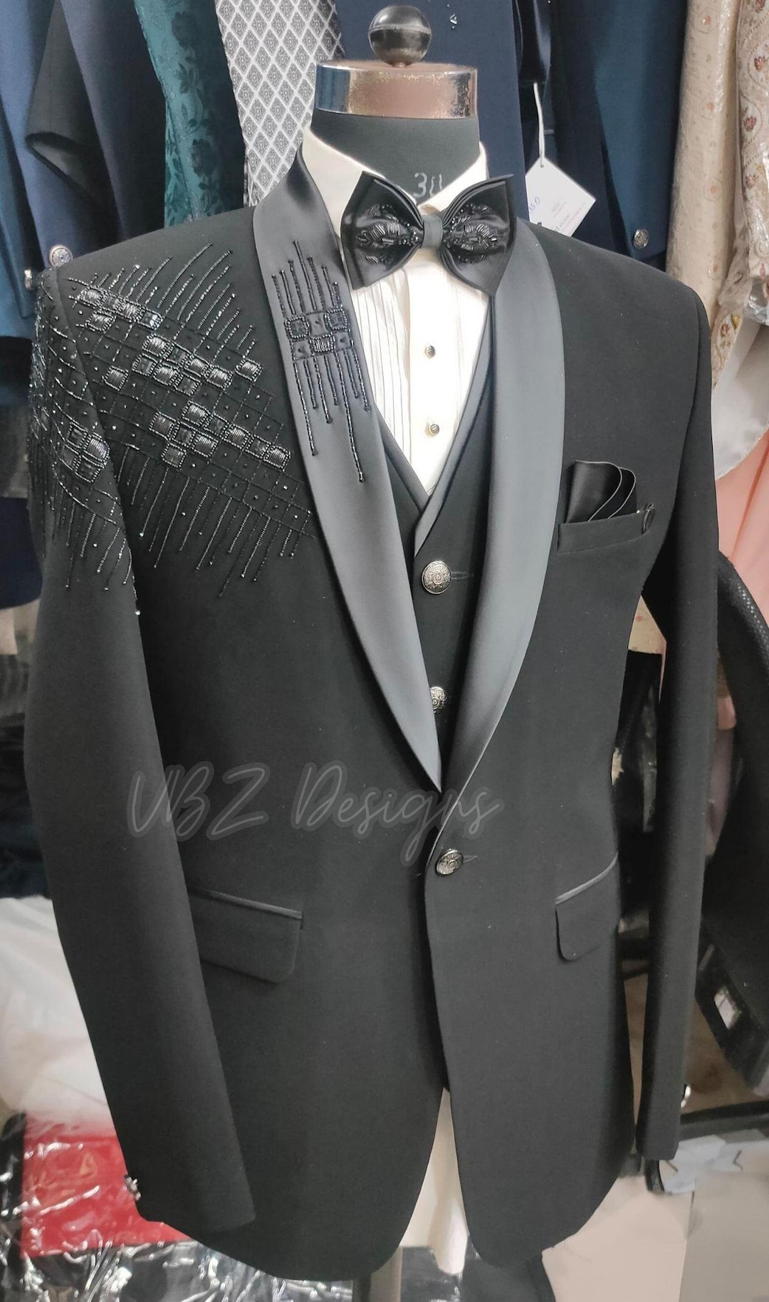 Custom Suit for Men | Black Suit | Five-piece Suit | Wedding Suit ...