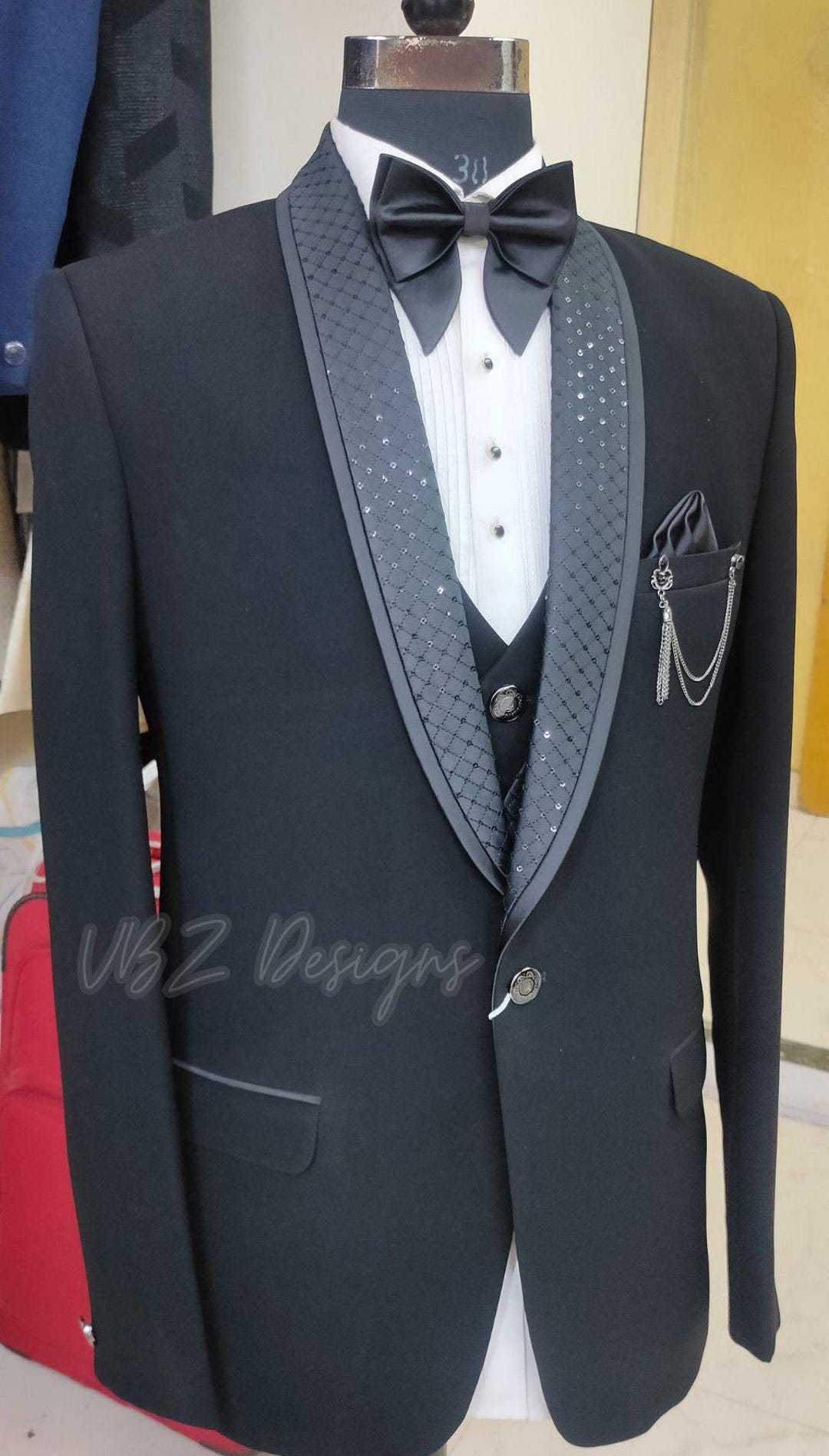Custom Suit for Men | Black Suit | Five-piece Suit | Wedding Suit ...