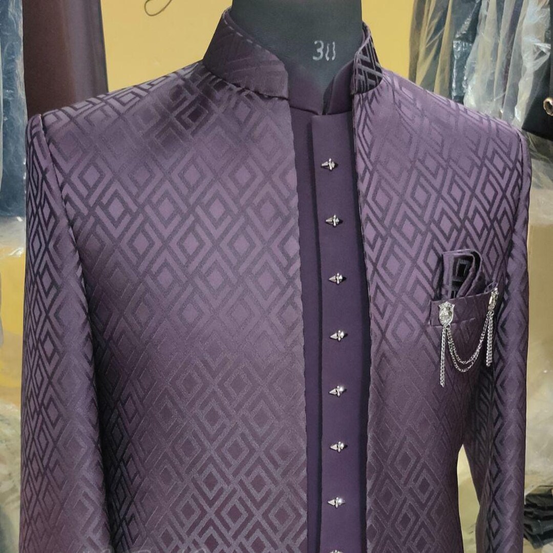 Custom Plum Jodhpuri Suit for Men | Modi Jacket | Men Wedding Jodhpuri ...