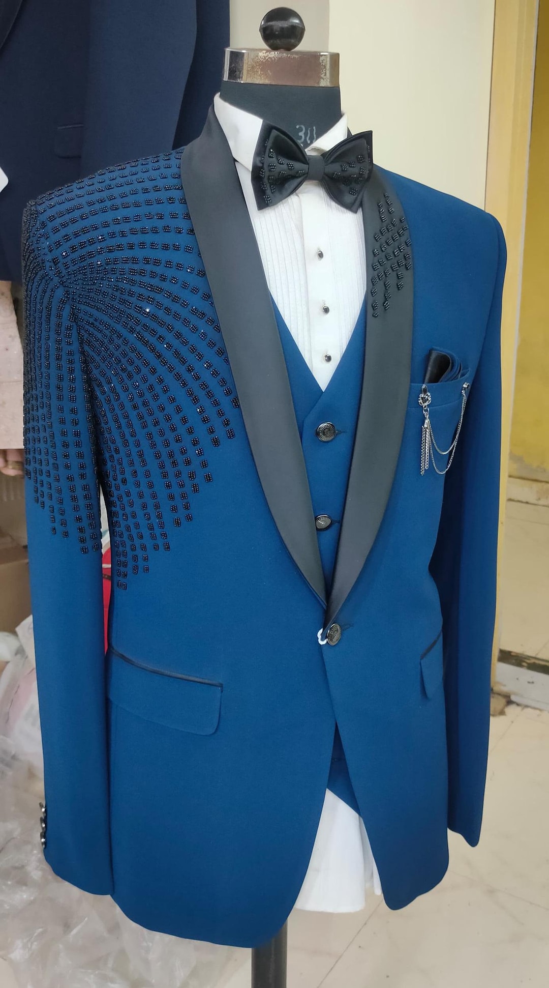 Custom Suit for Men Hand Embroidery Three Piece Suits Complete Set ...