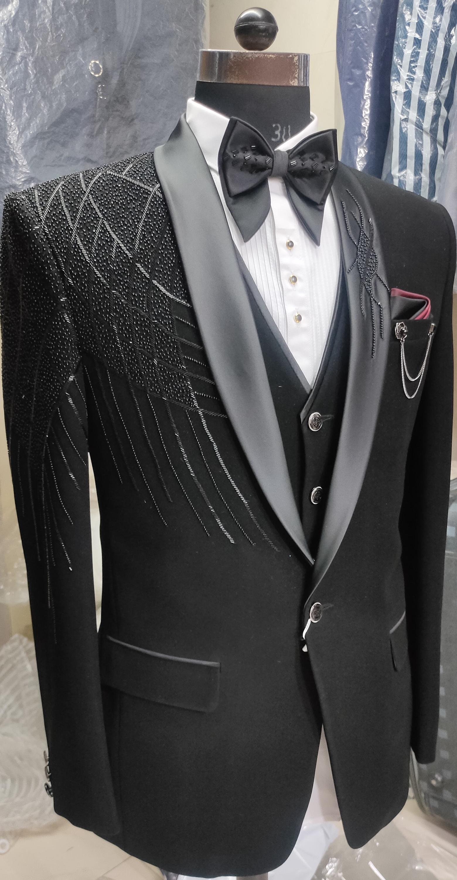 Men Suits Embroidered Wedding Suit 3 Piece Suits Custom Suits, Slim Fit ...