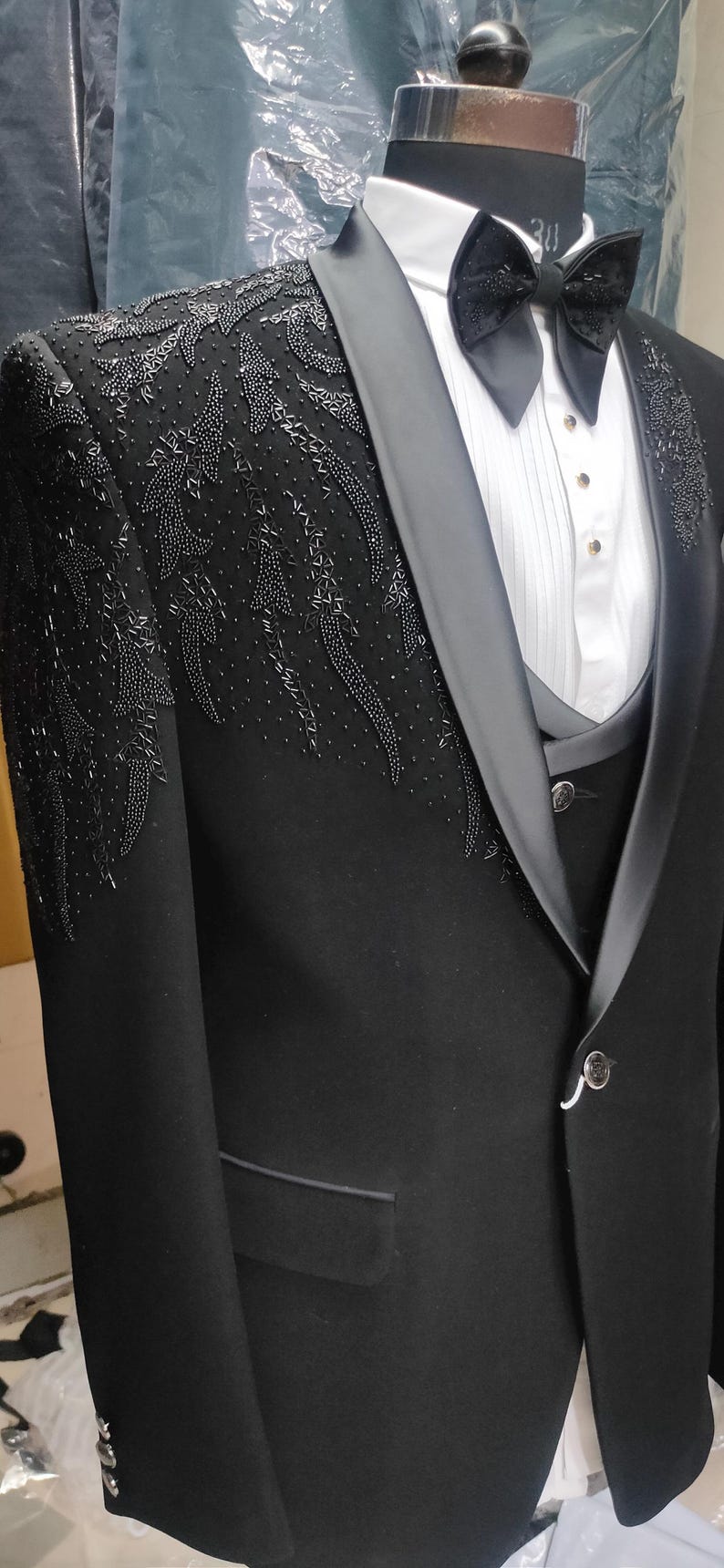 Men Suits Embroidered Wedding Suit 3 Piece Suits Custom Suits, Slim Fit ...