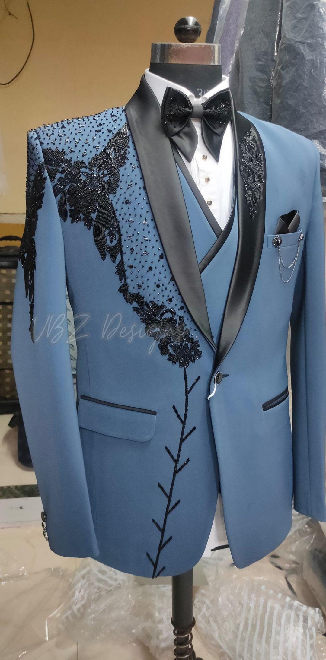 Custom Suit for Men | Blue Suit | Five-piece Suit | Wedding Suit ...