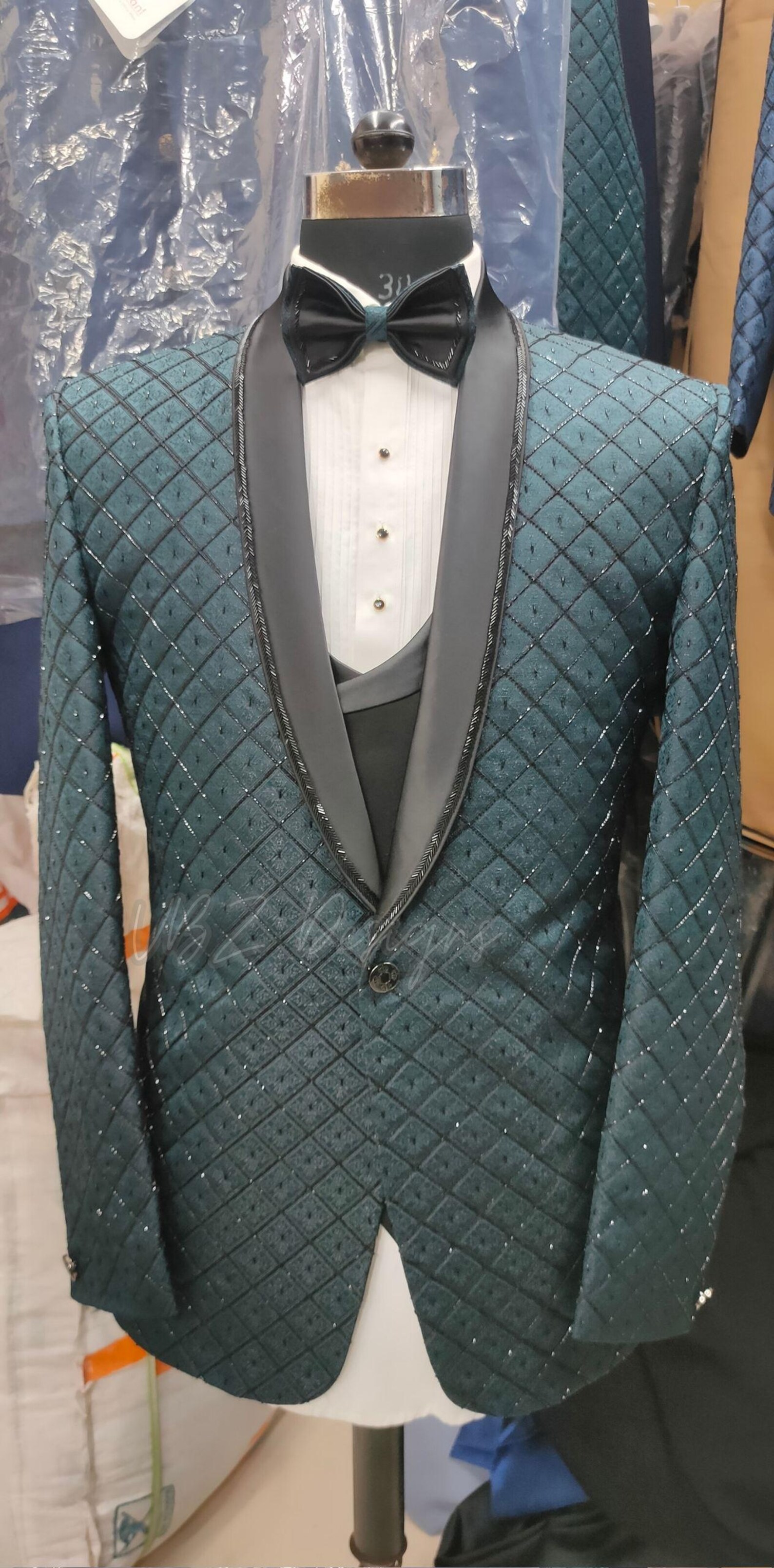Custom Green Suit: Hand-embroidered Pearl Tuxedo - Five-piece Set - Etsy