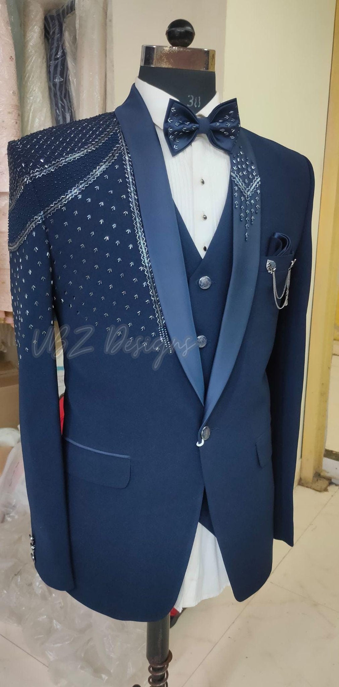 Custom Suit for Men | Blue Suit | Five-piece Suit | Wedding Suit ...
