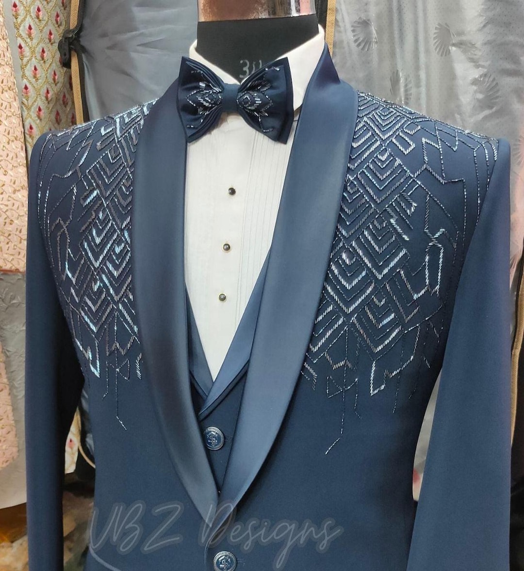 Custom Suit for Men | Blue Suit | Five-piece Suit | Wedding Suit ...