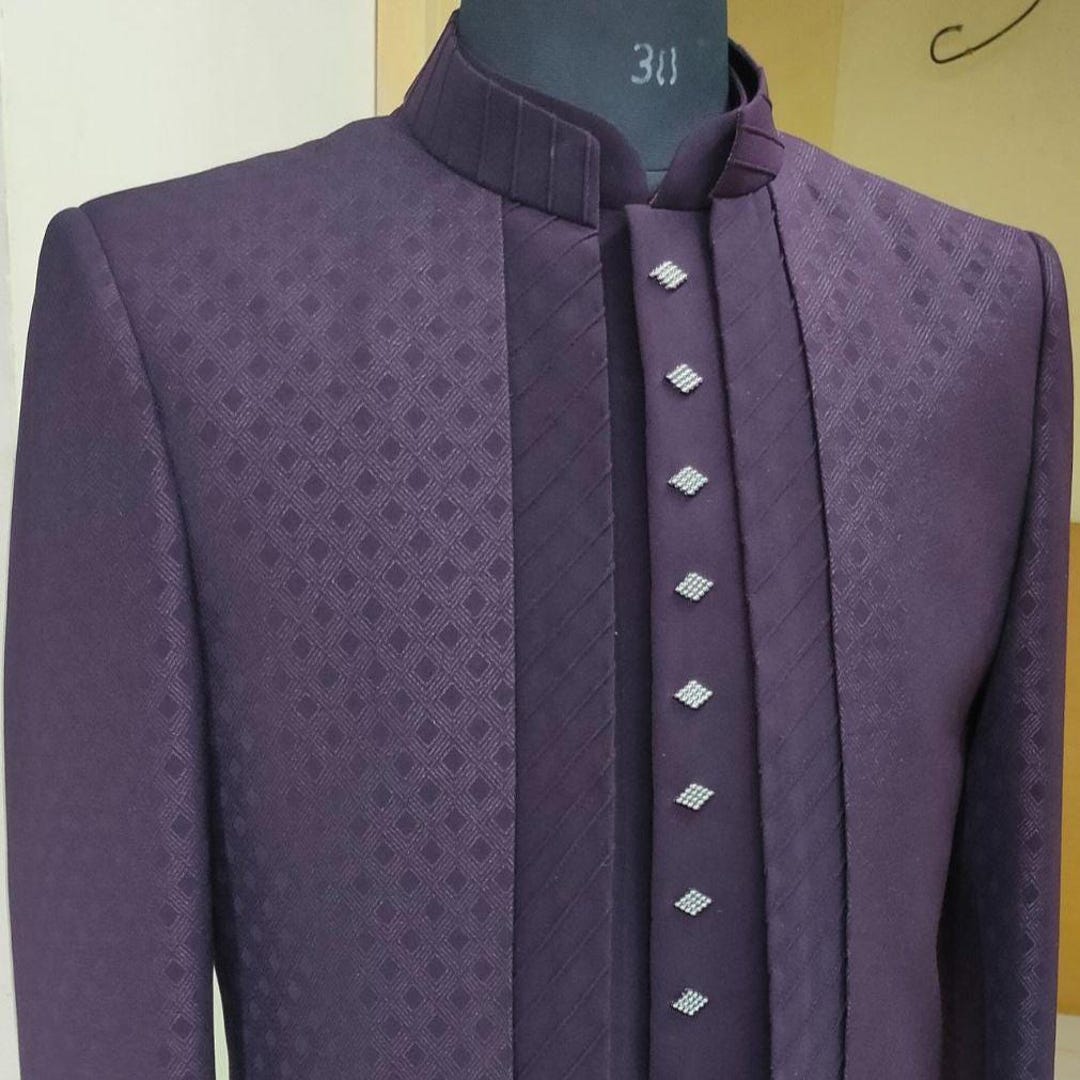 Custom Plum Jodhpuri Suit for Men | Modi Jacket | Men Wedding Jodhpuri ...