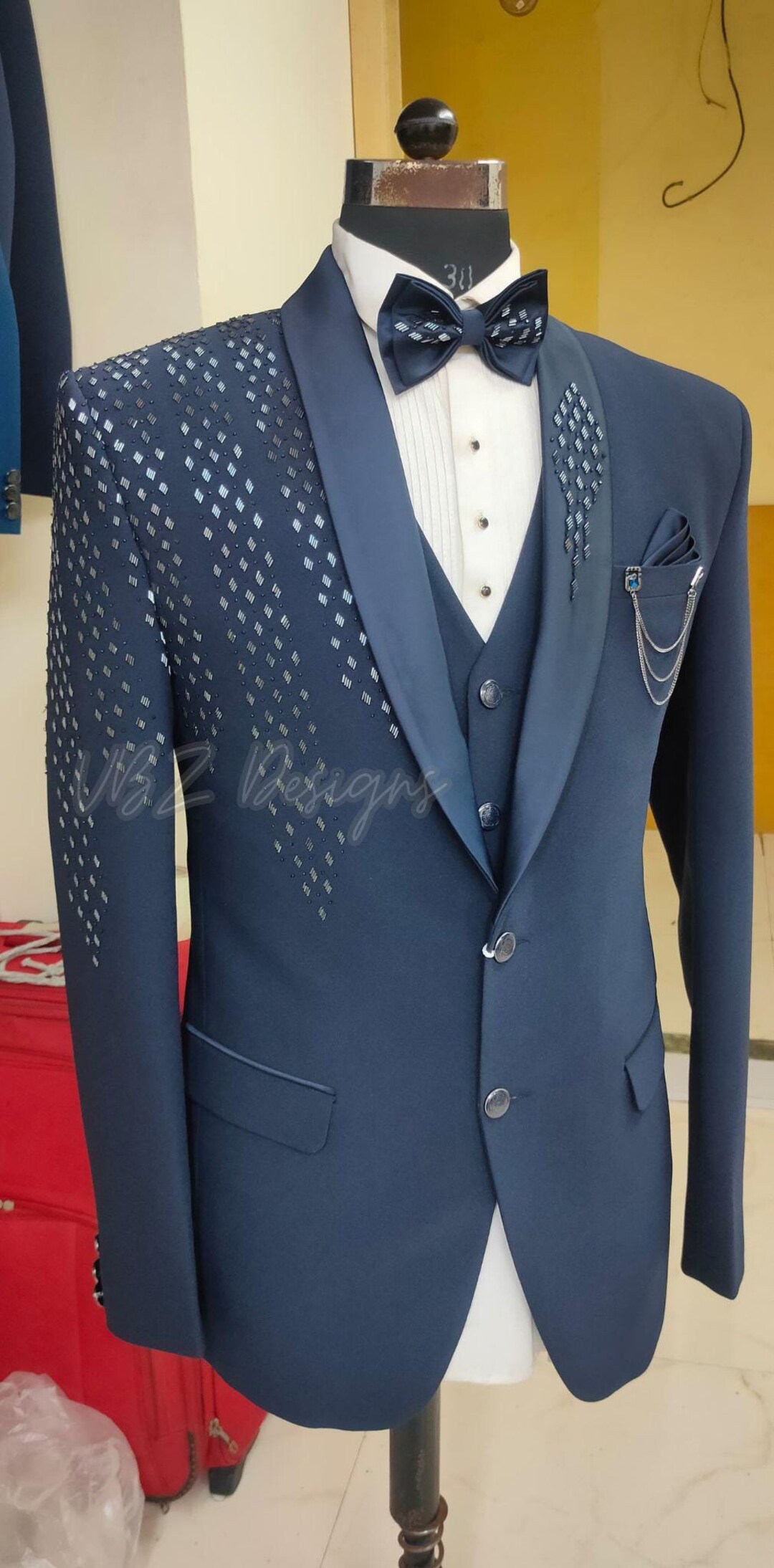 Custom Suit for Men | Blue Suit | Five-piece Suit | Wedding Suit ...